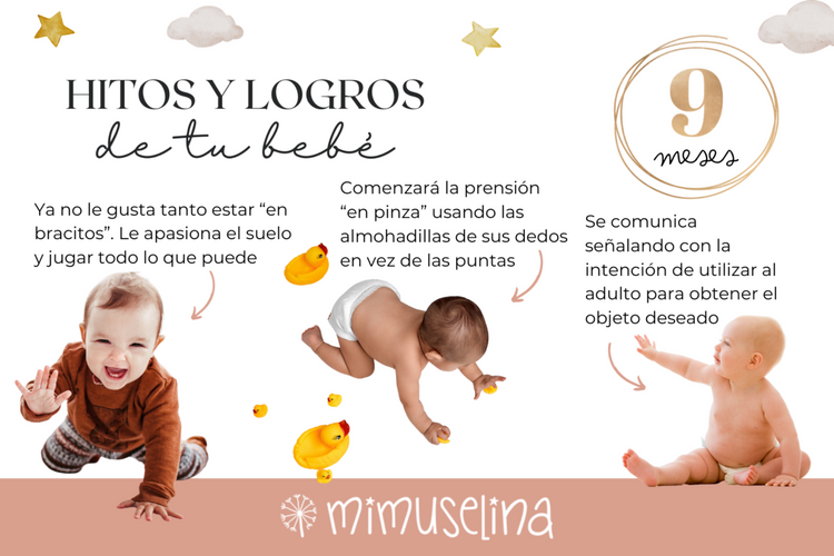 Hitos del desarrollo y logros del bebé de 9 meses | Mimuselina